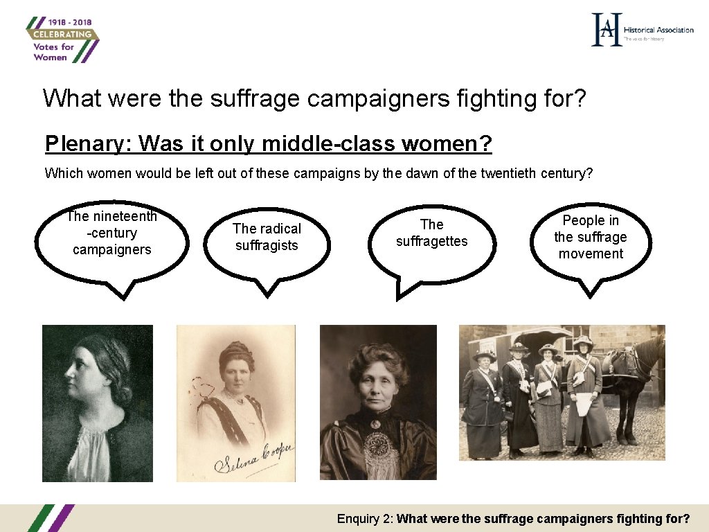 Enquiry 2 What were the suffrage campaigners fighting