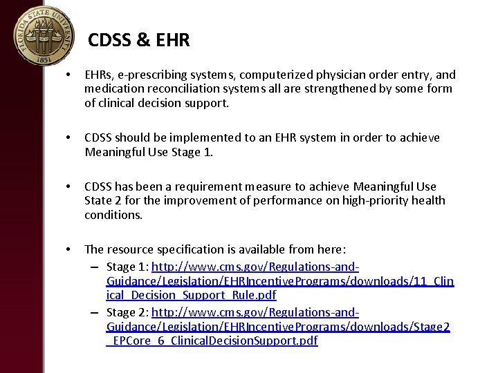Evidencebased medicine Clinical decision support systems LIS 4785