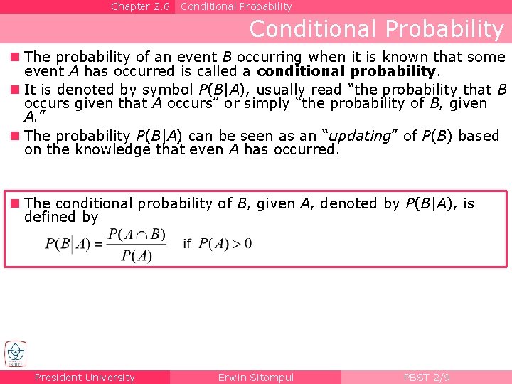 Probability and Statistics Lecture 2 Dr Ing Erwin