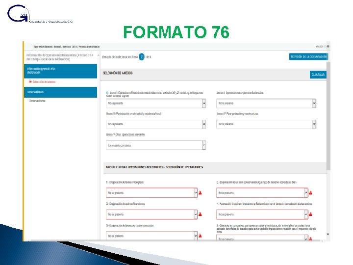 FORMATO 76 Y DIMM 9 DECLARACION DE OPERACIONES