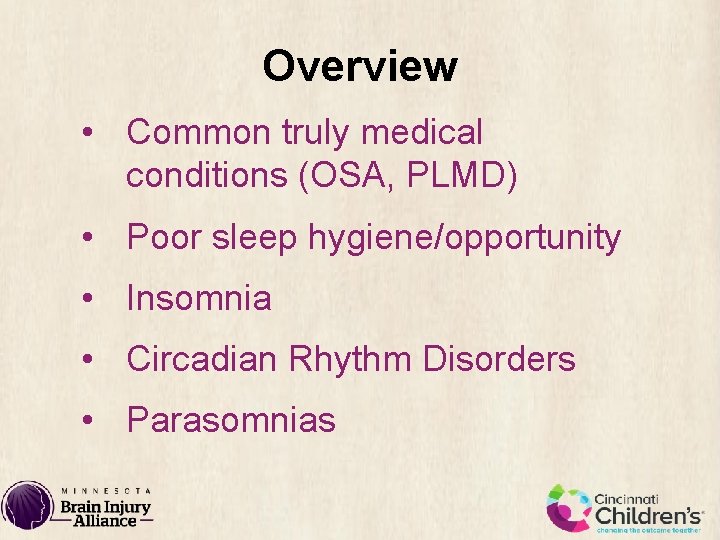 Behavioral Sleep Strategies After Pediatric Brain Injury Dean