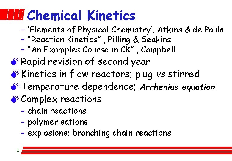 Chemical Kinetics Elements of Physical Chemistry Atkins de