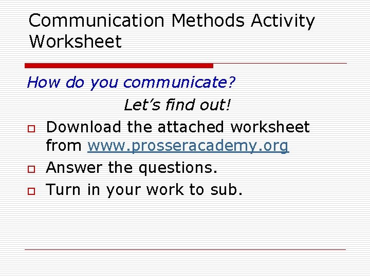 The Use of Computers for Communication October 5