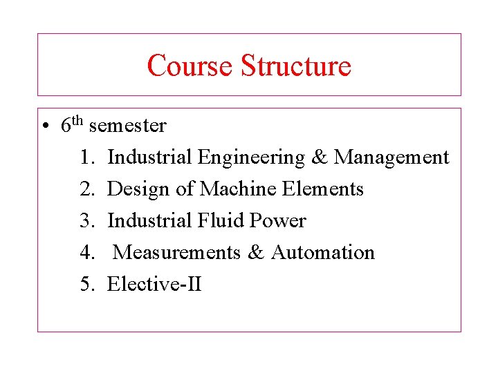 Department of Mechanical Engineering Presentation by Mr J