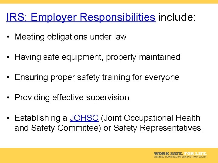 Workplace Health and Safety Foundations and the IRS