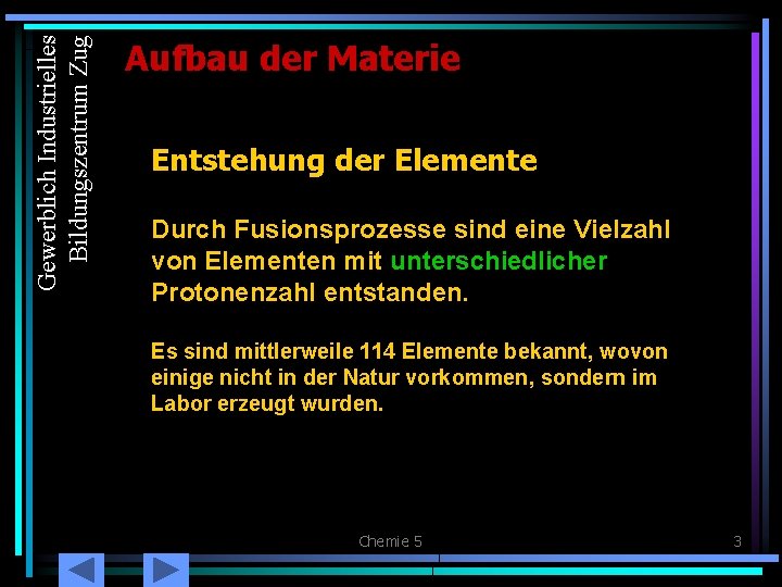 Gewerblich Industrielles Bildungszentrum Zug Aufbau der Materie ...