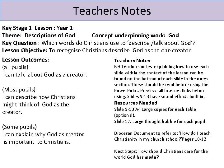 Descriptions of God Key Stage 1 Power Point