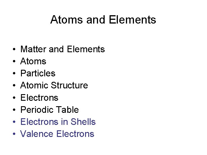 Atoms and Elements Matter and Elements Atoms Particles