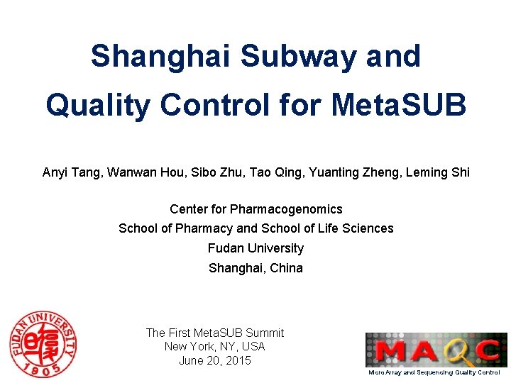Shanghai Subway and Quality Control for Meta SUB