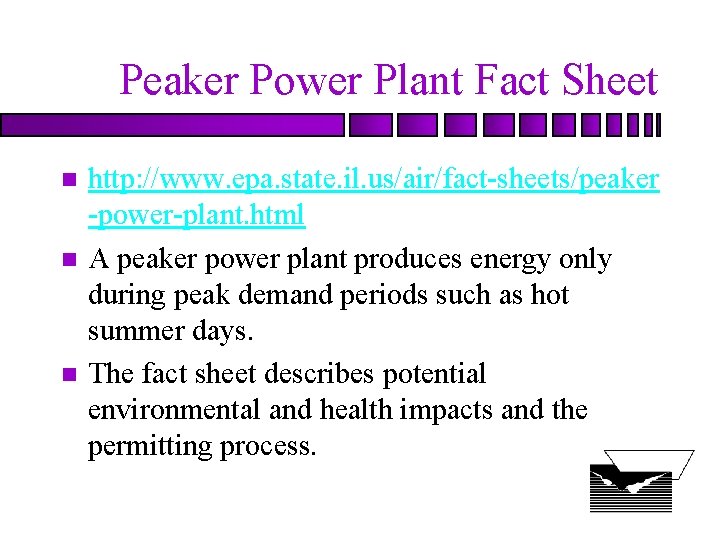 Environmental Impacts and Permitting of Peaker Power Plants