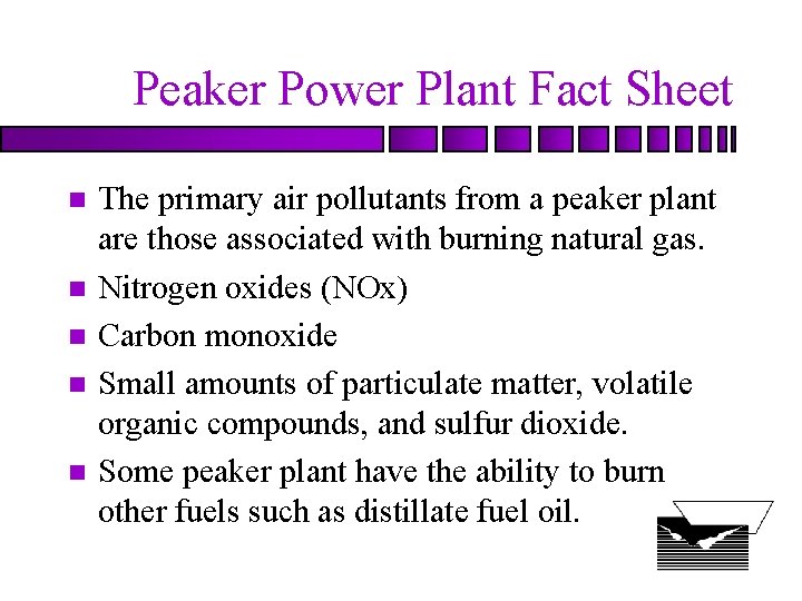 Environmental Impacts and Permitting of Peaker Power Plants