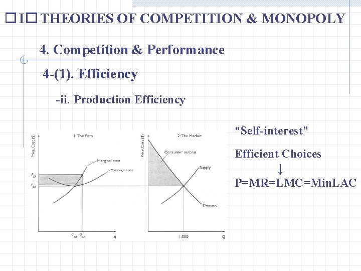 I THEORIES OF COMPETITION MONOPOLY I THEORIES OF