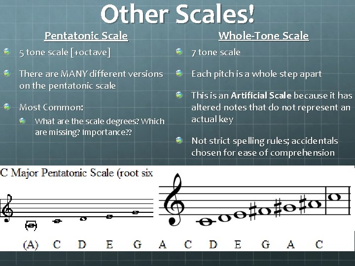 Index Review Scales Key and Modes Chapter 3