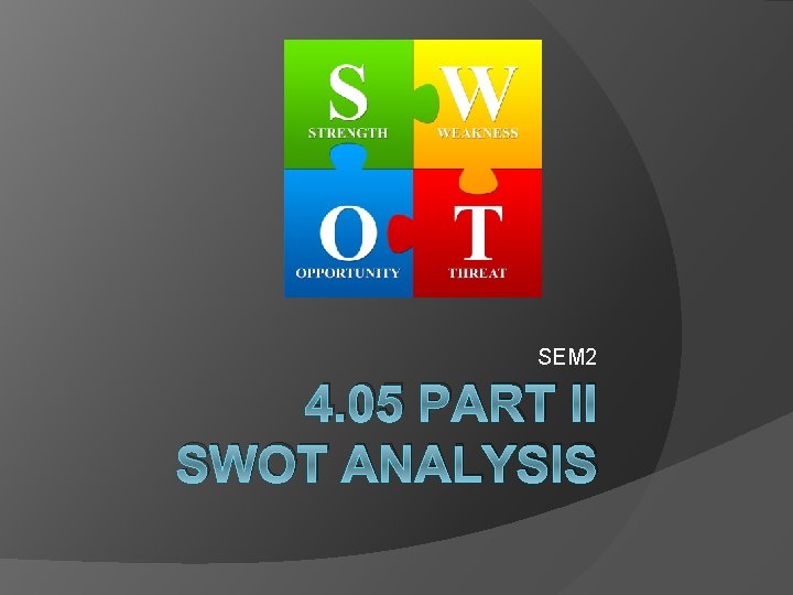 SEM 2 4 05 PART II SWOT ANALYSIS