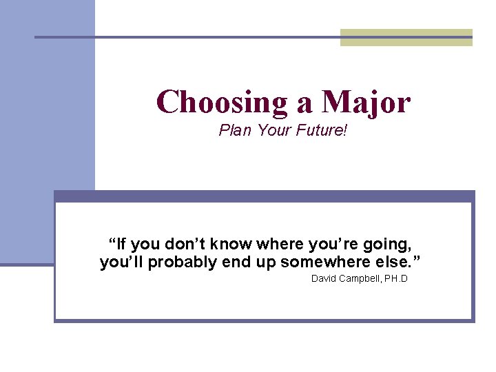 Choosing a Major Planning Your Future Career Services