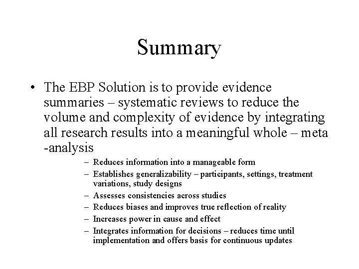 EvidenceBased Practice Infusing Quality into Practice Goal To