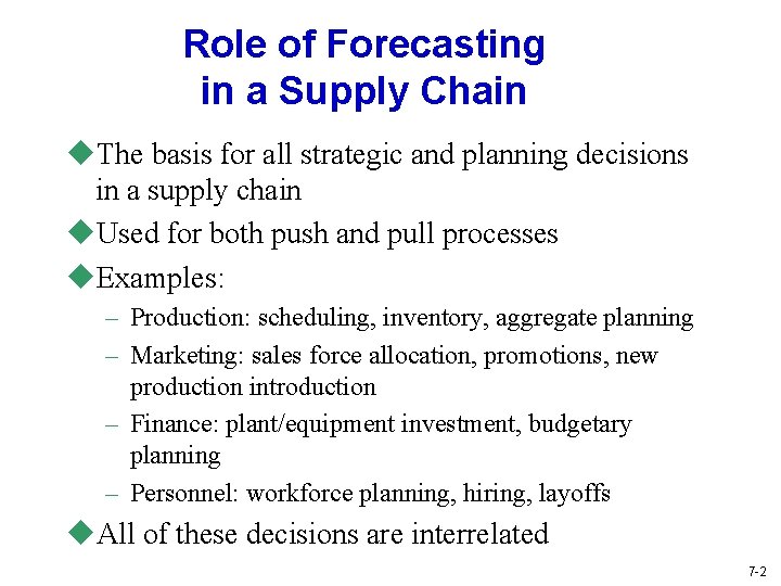 Supply Chain Management Chapter 7 Demand Forecasting in