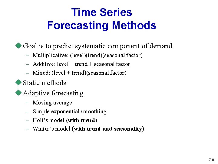 Supply Chain Management Chapter 7 Demand Forecasting in