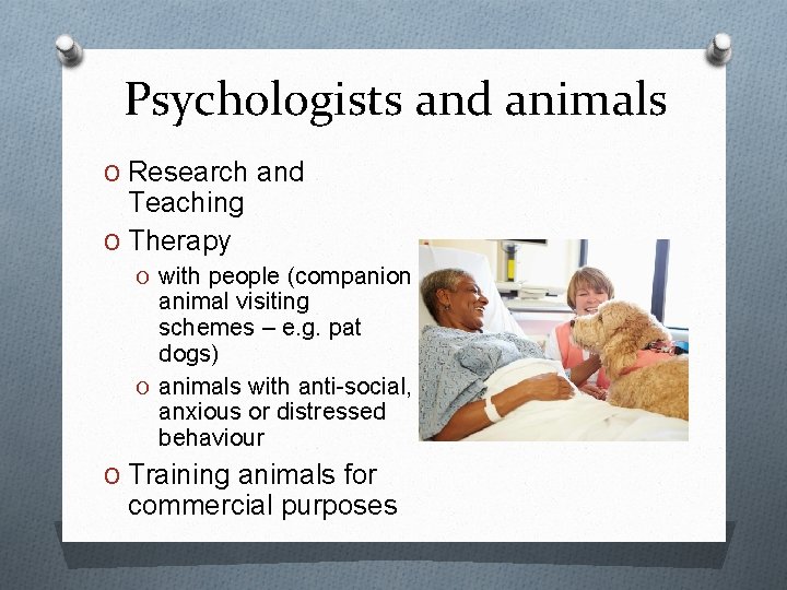 The use of nonhuman animals in psychological experiments