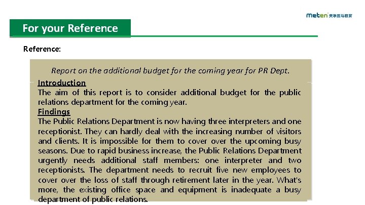 Business Report Writing by email 2 Warm Up