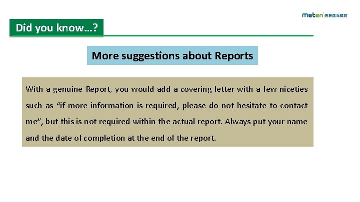 Business Report Writing by email 2 Warm Up