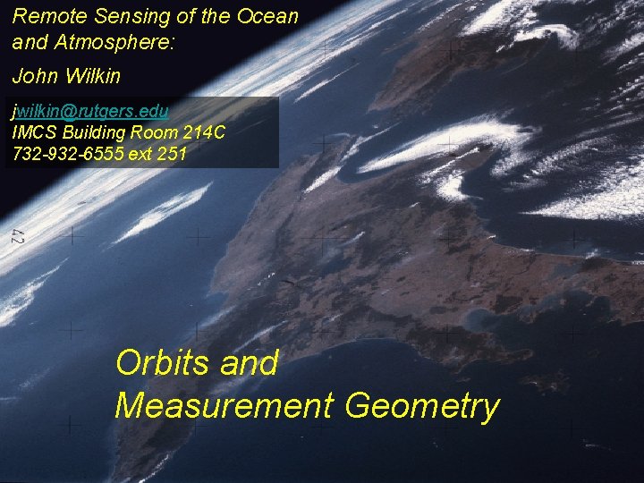 Remote Sensing of the Ocean and Atmosphere John