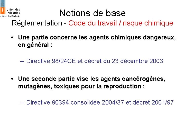 La prvention du risque chimique Gesim Notions de