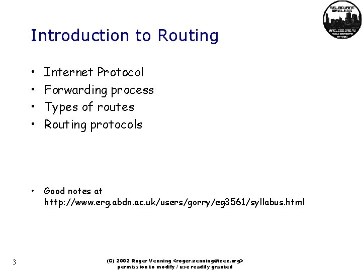 Routing Addressing Routing and Addressing Working Group 2002