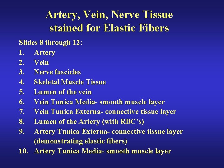 Histology Slides for the Cardiovascular System Slides are