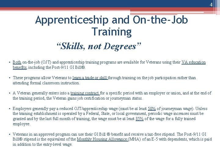 GI Bill Idaho Overview Veterans Education Bureau Chief