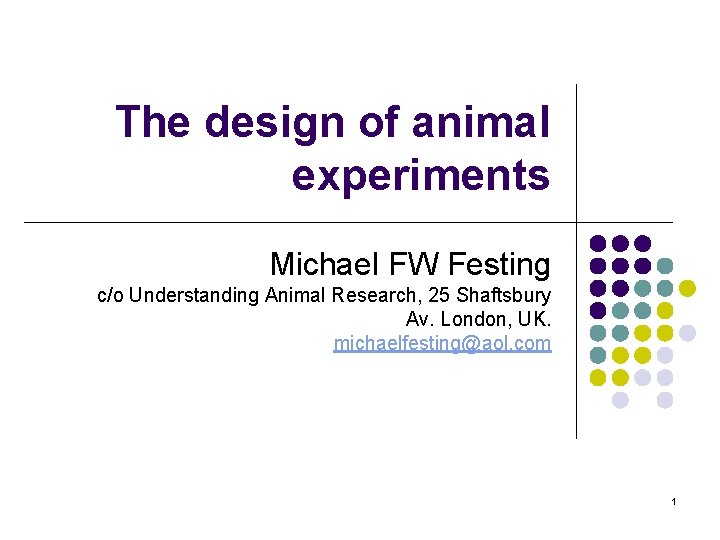 The design of animal experiments Michael FW Festing