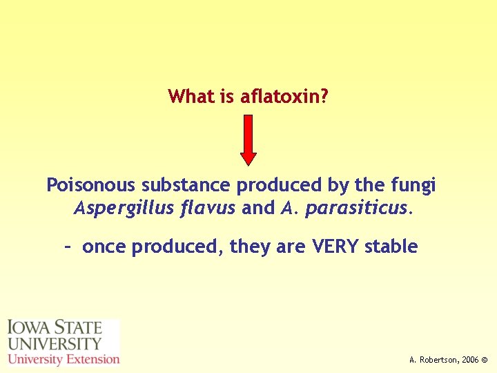 Science of aflatoxin growth and identification Alison Robertson