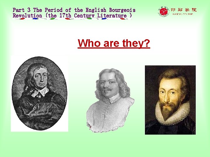 Part 3 The Period of the English Bourgeois