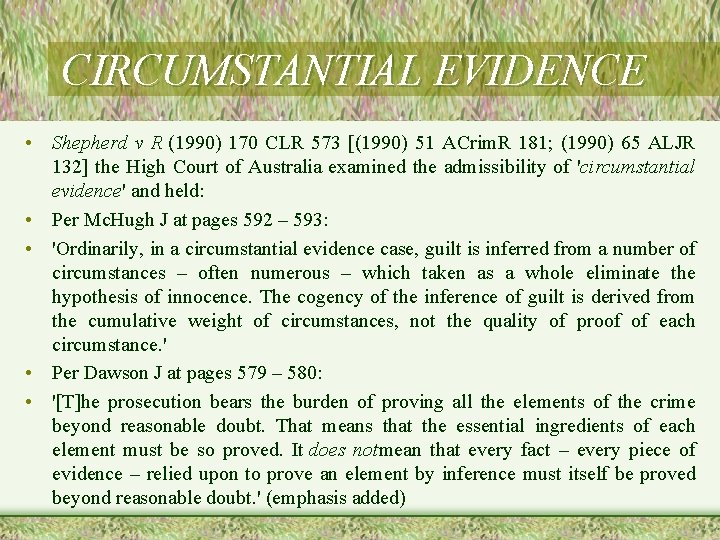 FUNDAMENTAL CONCEPTS OF EVIDENCE IN LIGHT OF PRECEDENTS