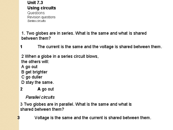Unit 7 3 Using circuits Questions Revision questions
