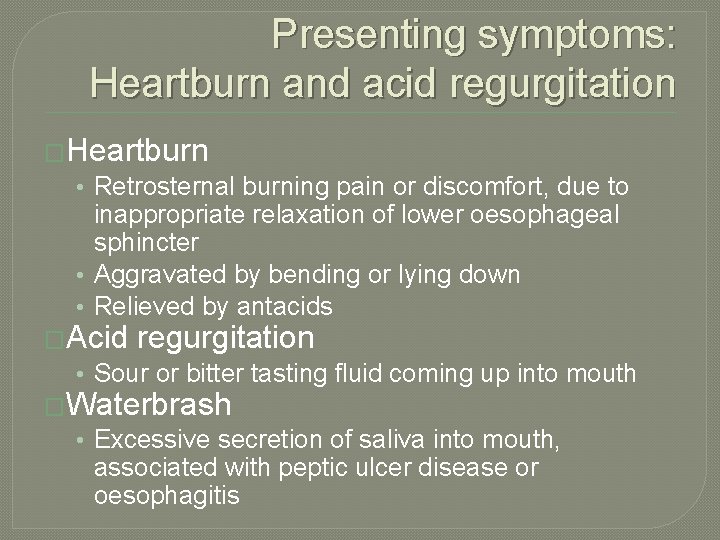 Taking the gastrointestinal history Dr J A Coetser