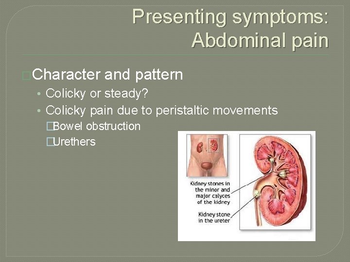Taking the gastrointestinal history Dr J A Coetser