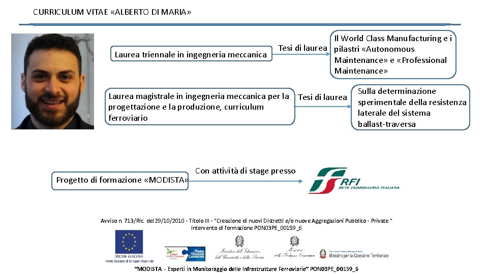 CURRICULUM VITAE ALBERTO DI MARIA Laurea triennale in