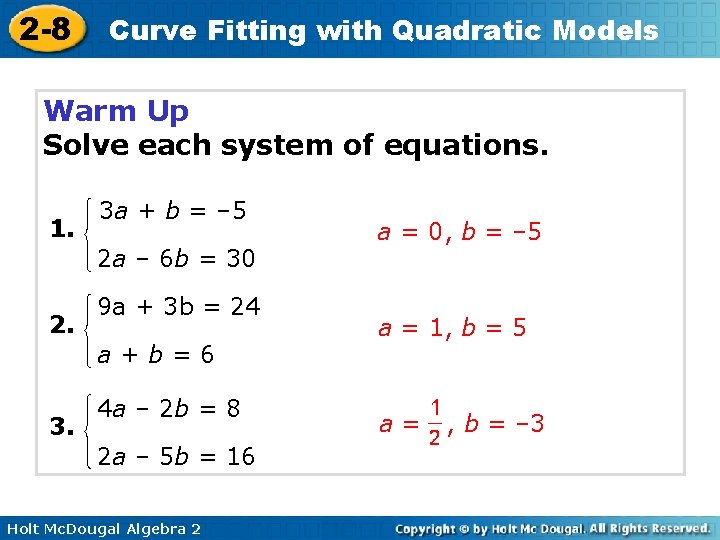 2 8 Curve Fitting with Quadratic Models Warm