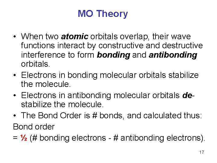 Chemical Bonding Valence Bond VB Molecular Orbital MO