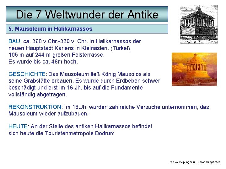 Die 7 Weltwunder Antike Pyramiden von Gizeh Hngende
