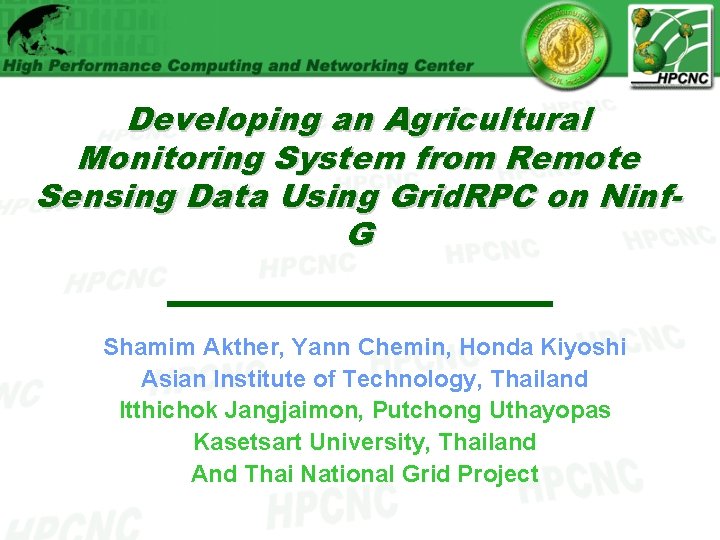 Developing an Agricultural Monitoring System from Remote Sensing