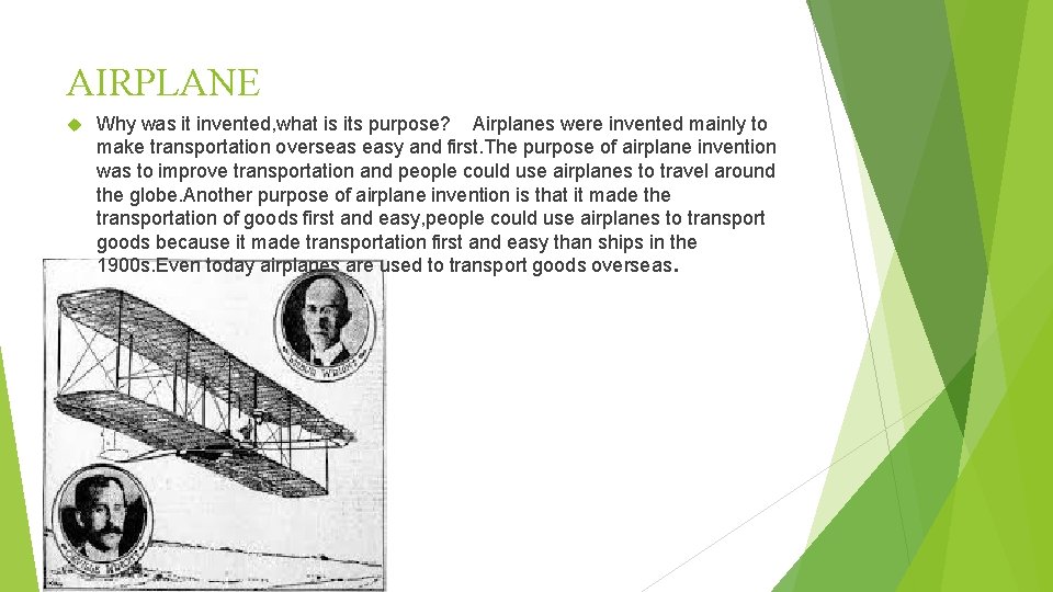 Airplane by Shadrack AIRPLANE Why was it invented