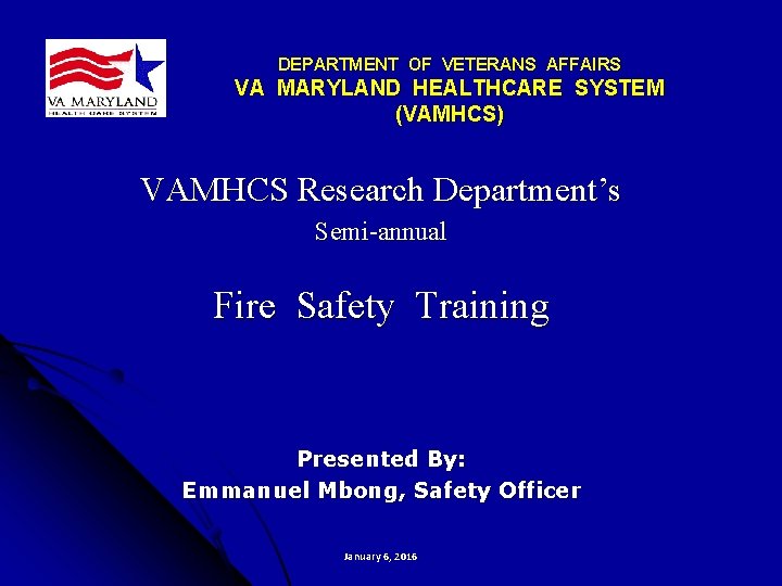 DEPARTMENT OF VETERANS AFFAIRS VA MARYLAND HEALTHCARE SYSTEM