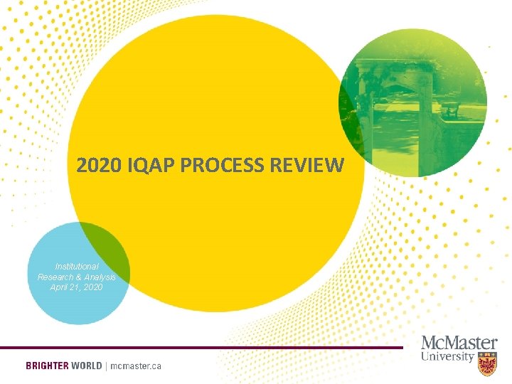 2020 IQAP PROCESS REVIEW Institutional Research Analysis April