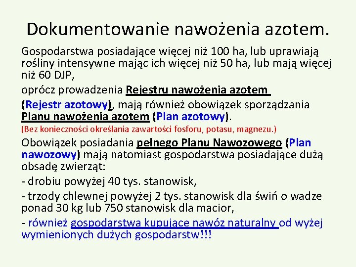 Plan nawozowy i Rejestr nawoenia azotem Marzec 2019