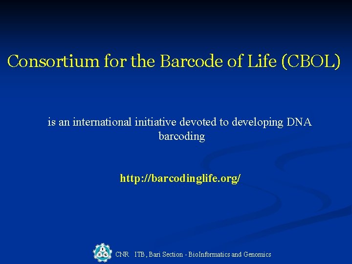 MOLECULAR BIODIVERSITY Barcode A new challenge for Bioinformatics