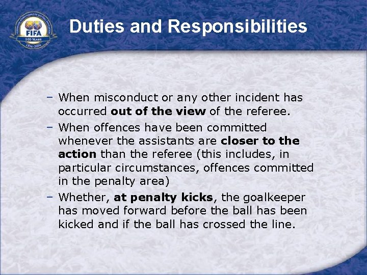 Guidelines for Assistant Referees Topics Duties and Responsibilities