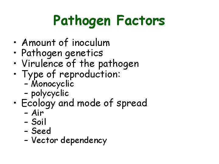Introduction to Plant Pathology AND environmental impact Disease