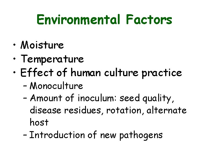 Introduction to Plant Pathology AND environmental impact Disease